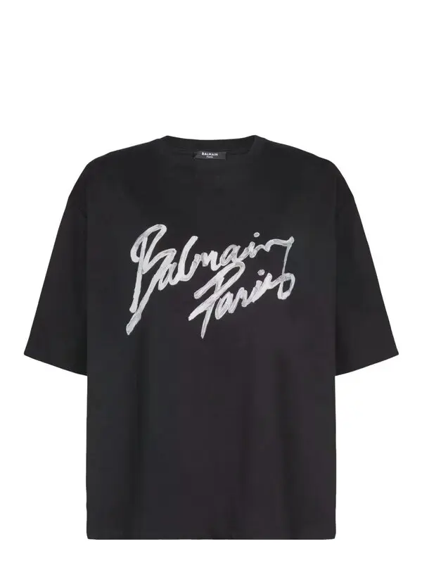 Balmain Brush Print Cotton Jersey T-shirt - Black
