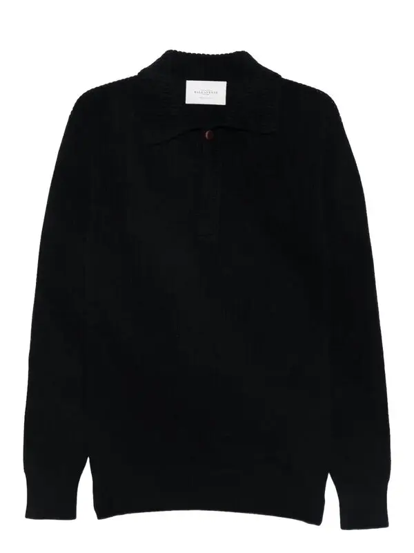 BALLANTYNE Knitted Polo Shirt - Blue