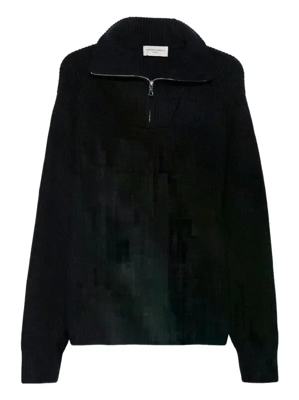 Officine Générale Half-zip Ribbed Sweater - Blue