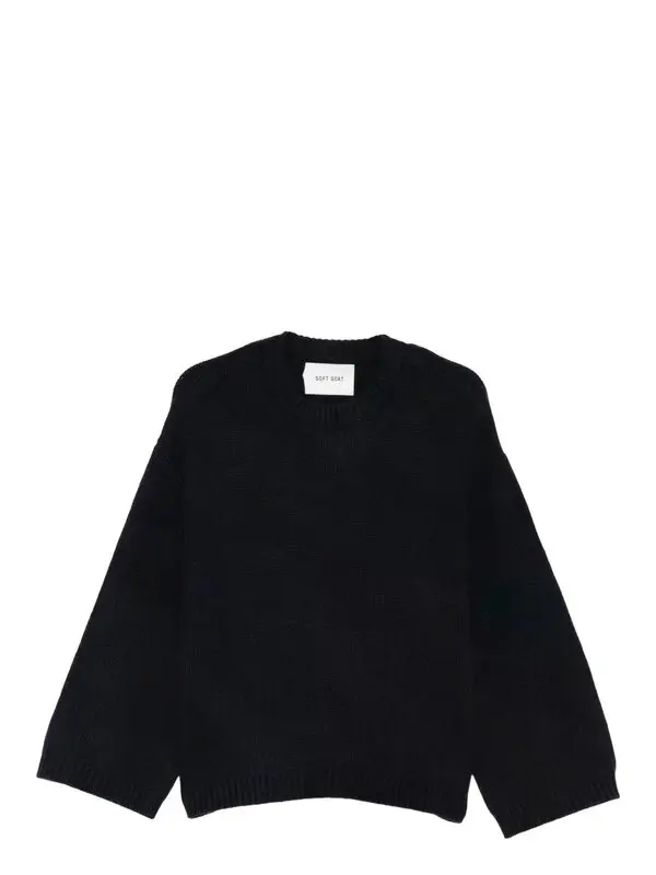 Soft Goat Chunky Crew Neck Cashmere Sweater - Blue