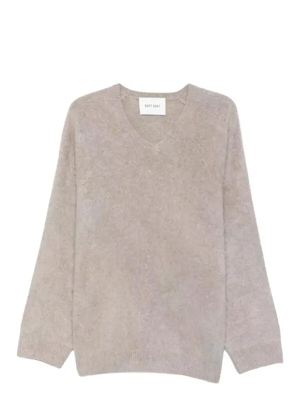 Soft Goat Brushed V-neck Sweater - Neutrals