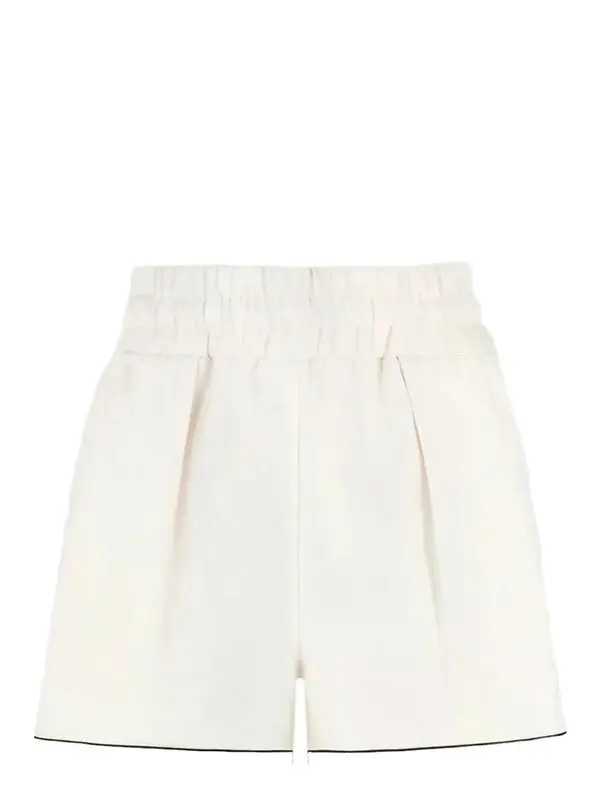 Manière De Voir Maniere De Voir Off-white Satin Shorts With Pipe Trim - Neutrals