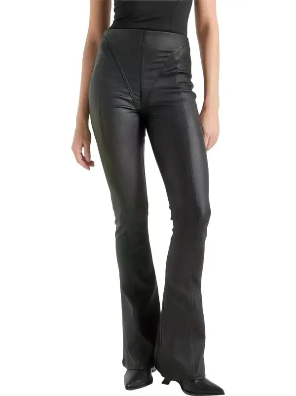 Manière De Voir Wax Effect Fit And Flare Leggings - Black