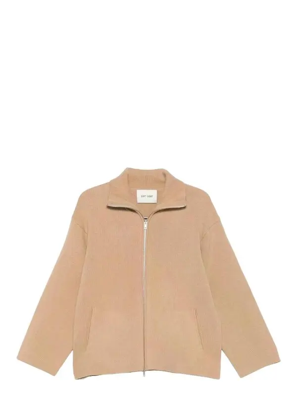 Soft Goat Zip Cardigan - Neutrals