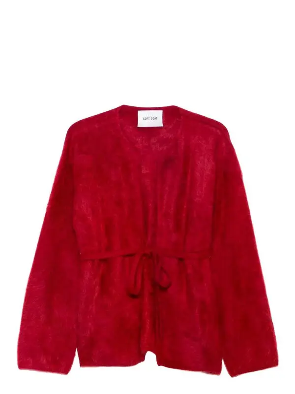 Soft Goat Brushed Cardigan - Red
