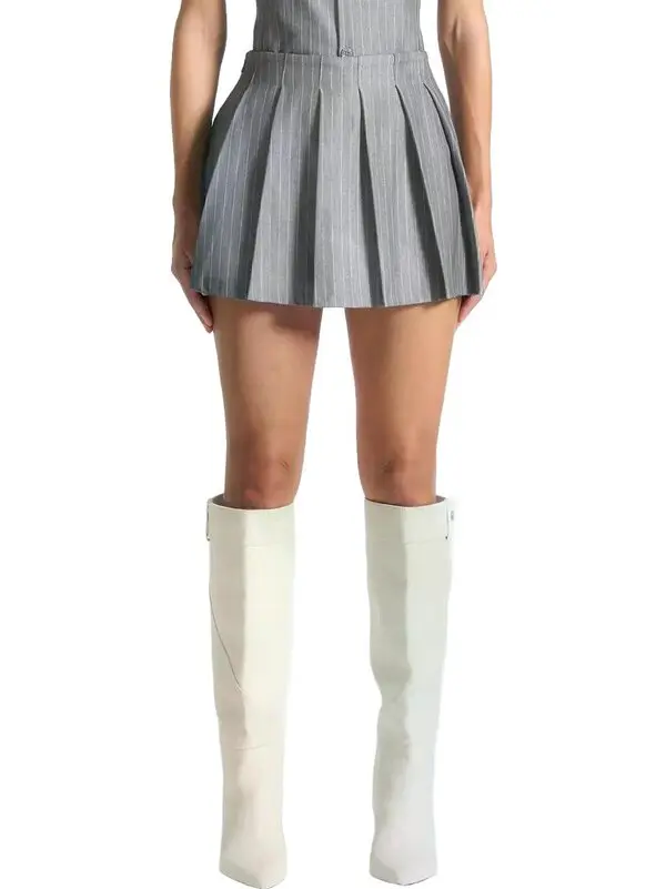 Manière De Voir Maniere De Voir Pinstripe Pleated Skort - Grey