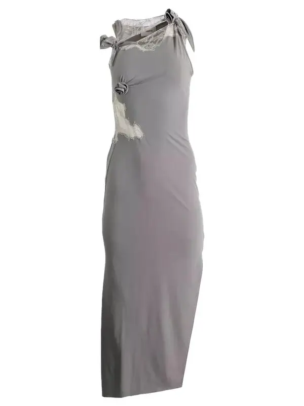 Coperni Lace-detail Midi Dress - Grey
