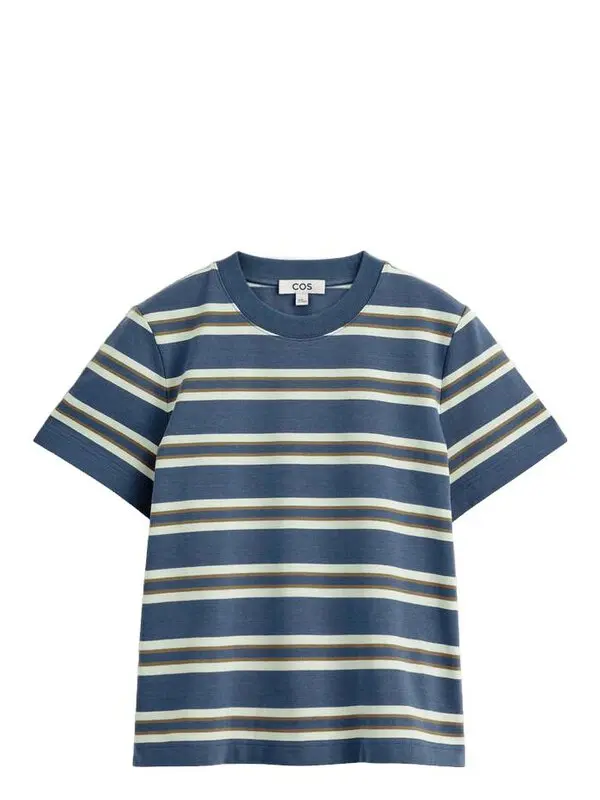 Cos Clean Cut T-shirt - Blue/white