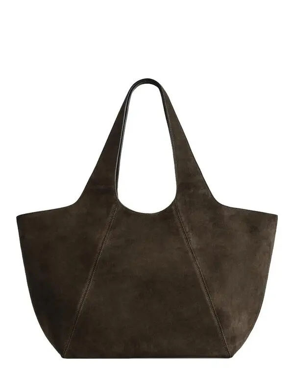 Cos Sculpted Suede Tote Bag - Brown