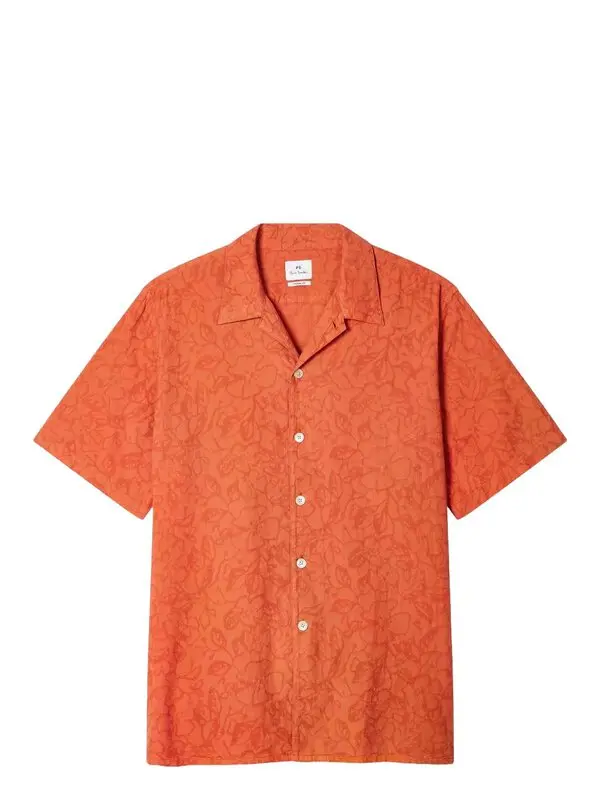 Paul Smith Floral-texture Short-sleeve Shirt - Orange