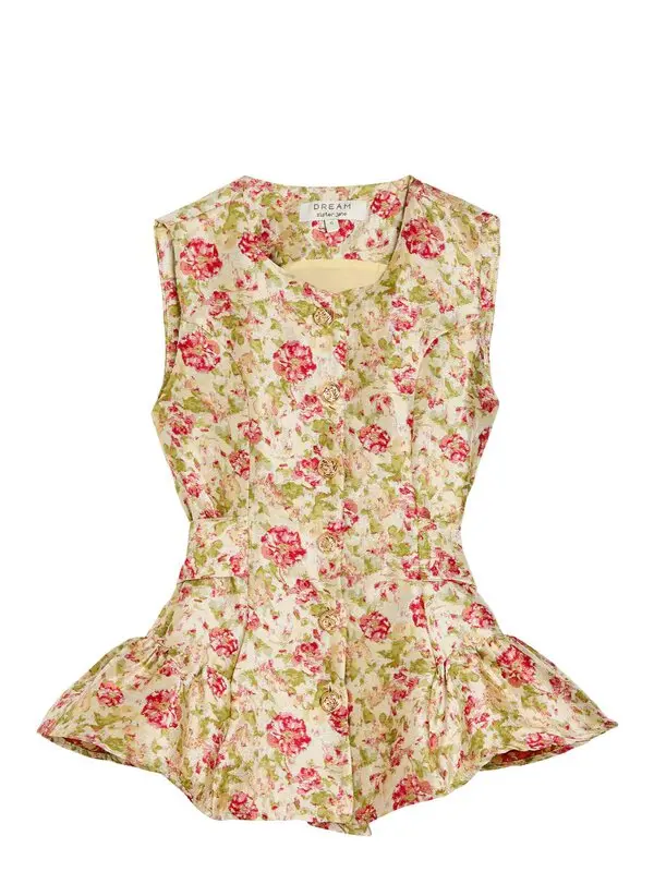 SISTER JANE Floral-jacquard Woven Top - Multicoloured