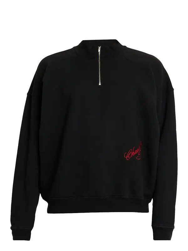 WILLY CHAVARRIA Bravo Embroidered-logo Quarter-zip Sweater - Black
