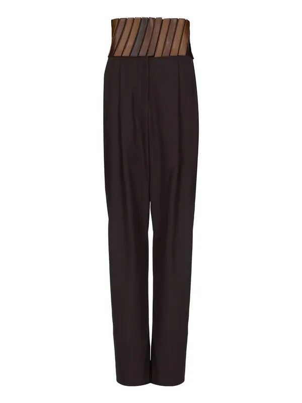 Alaïa Belted Wool Straight-leg Trousers - Brown