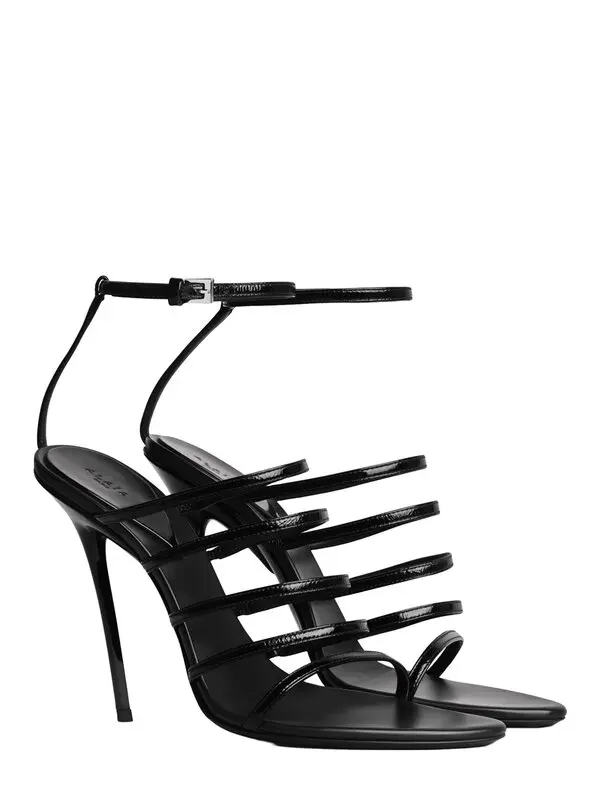 Alaïa Strappy Stiletto Leather Sandals - Black