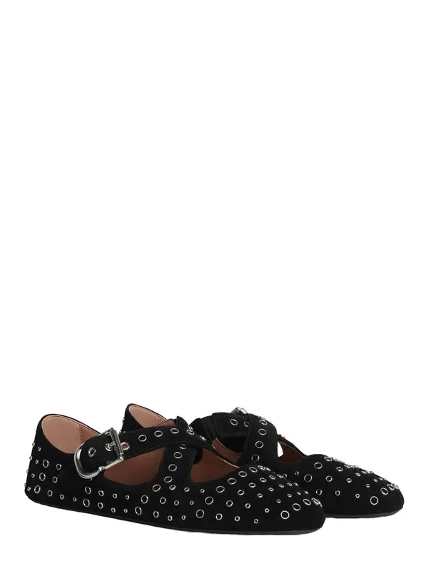 Alaïa Eyelet-embellished Suede Ballet Flats - Black