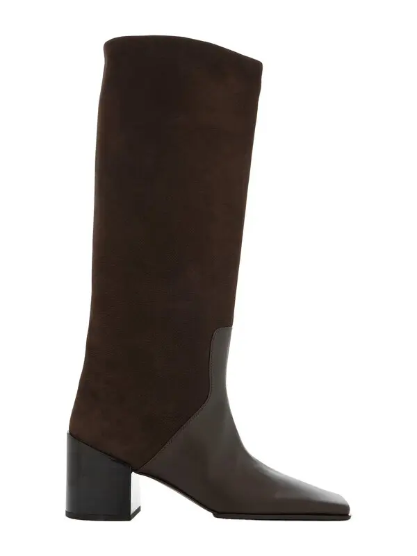 Alaïa Square Toe Knee High Boots - Brown