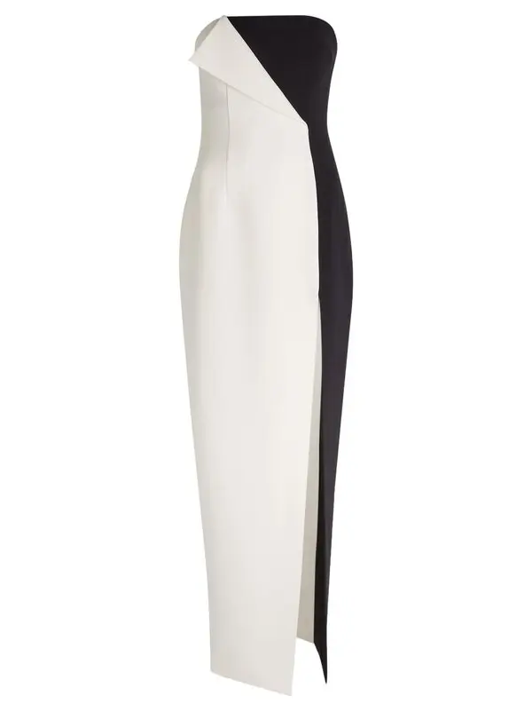 Ronny Kobo River Color-block Strapless Crepe Midi Dress - Black And White