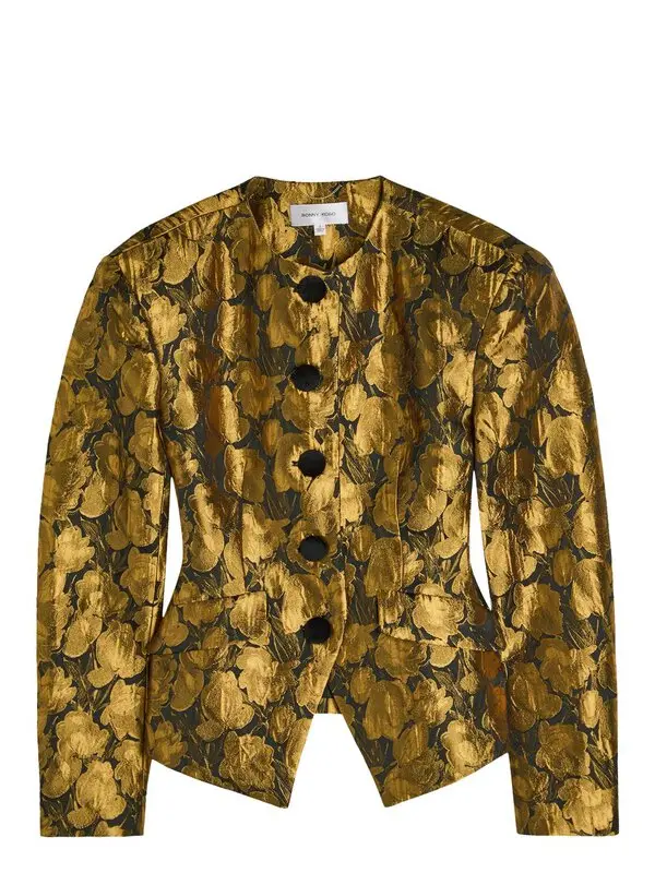 Ronny Kobo Metallic Floral-jacquard Woven Blazer - Gold