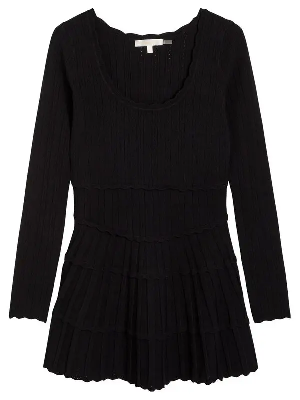 LoveShackFancy Pointelle Knit Mini Dress - Black