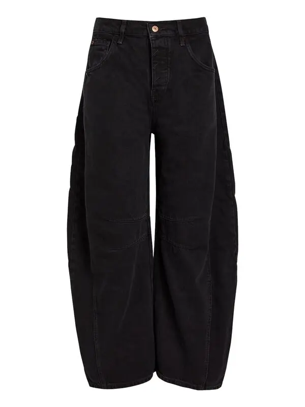 Free People Good Luck Barrel-leg Jeans - Black