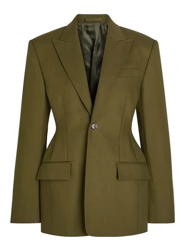 Wardrobe.NYC Drill Contour Cotton-twill Blazer - Dark Green