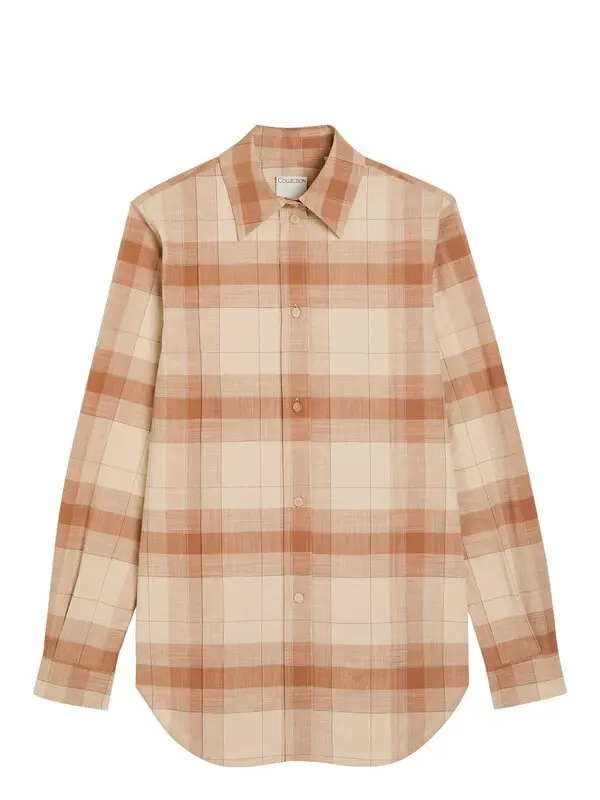 Calvin Klein Checked Cotton Shirt - Sand