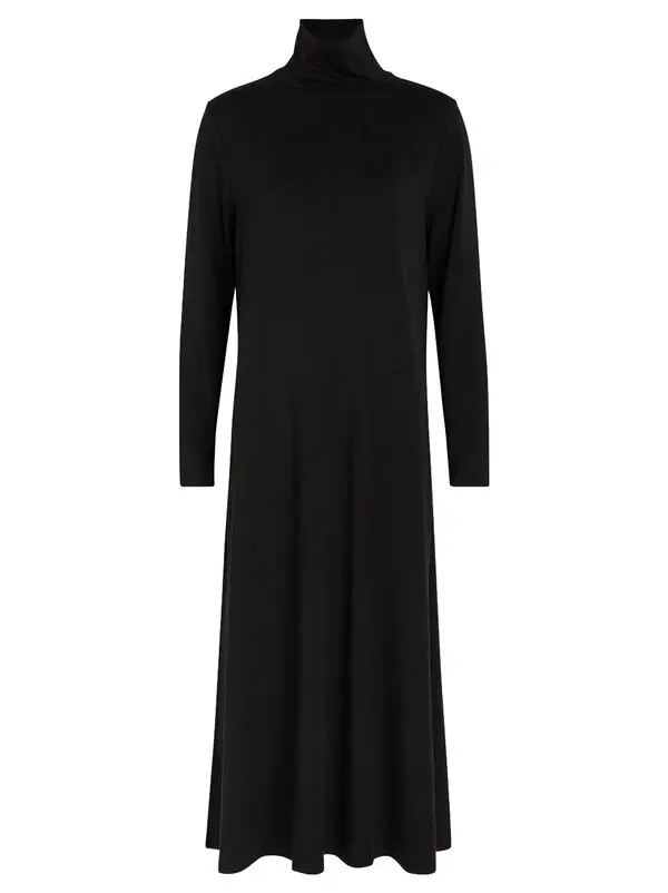 Eileen Fisher Jersey Turtle-neck Midi Dress - Black