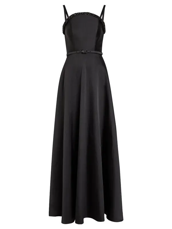 Roland Mouret Crystal-embellished Taffeta Gown - Black