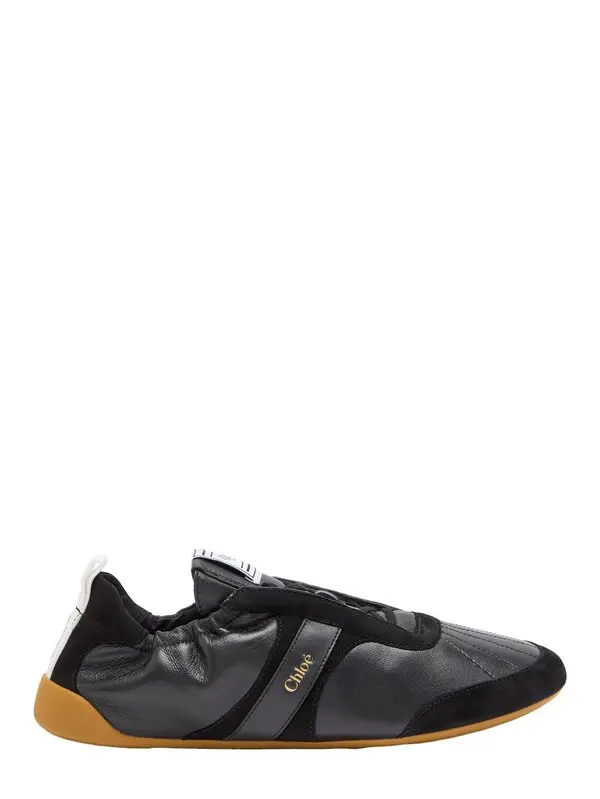 Chloé Grained Leather Sneakers - Black