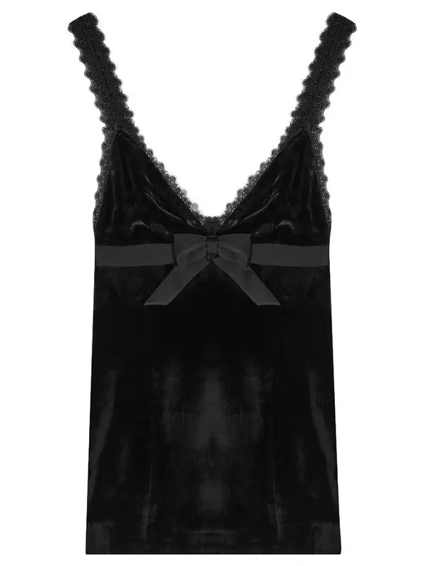 Ronny Kobo Emmi Bow-embellished Velvet Mini Dress - Black