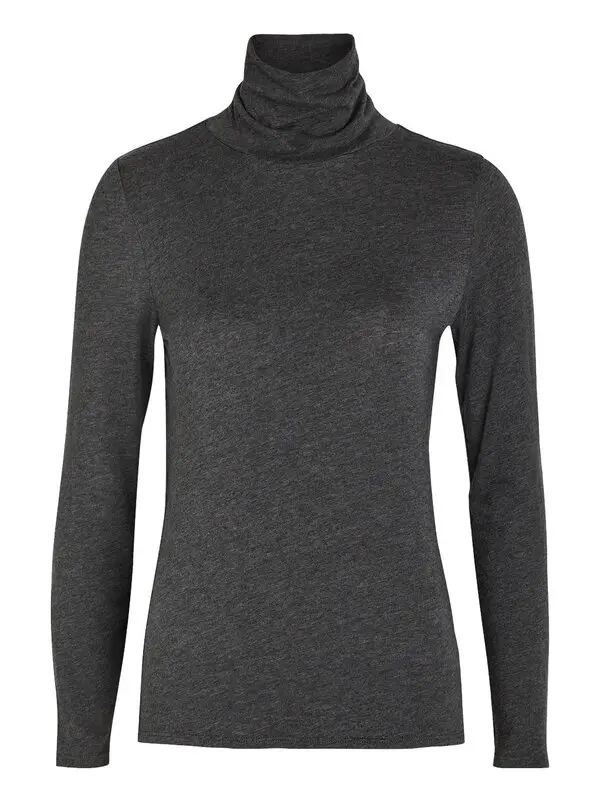Eileen Fisher Turtle-neck Jersey Top - Charcoal