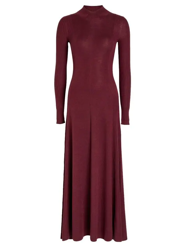 Maria Mcmanus Ribbed Merino Wool Maxi Dress - Burgundy