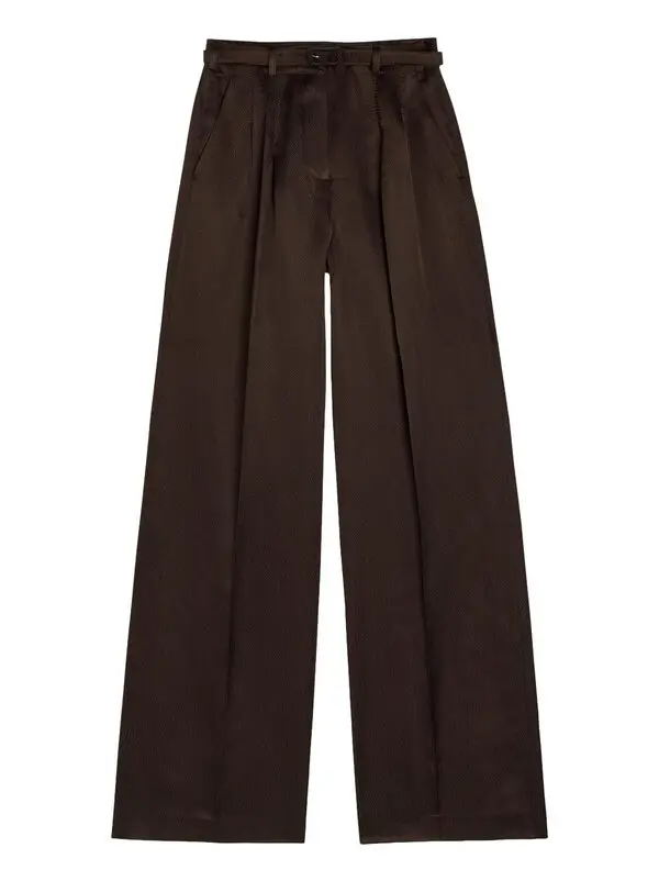 Gabriela Hearst Vargas Belted Silk Trousers - Dark Brown