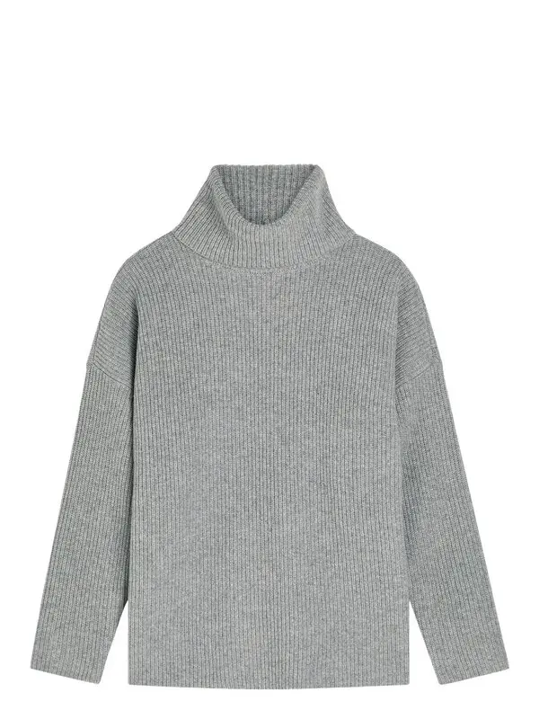 Eileen Fisher Ribbed Roll-neck Wool And Cashmere-blend Jumper - Grey