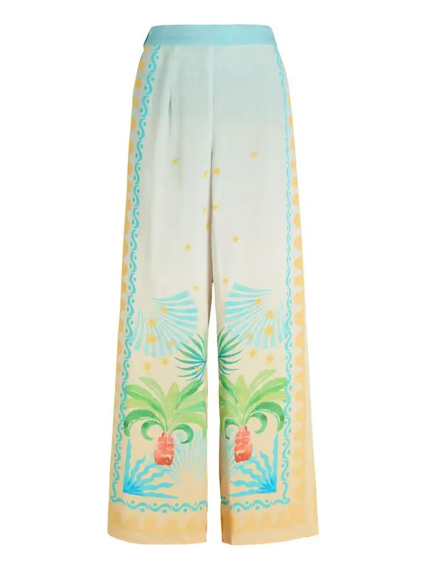 NEVER FULLY DRESSED Rio Elissa Printed Straight-leg Trousers - Blue