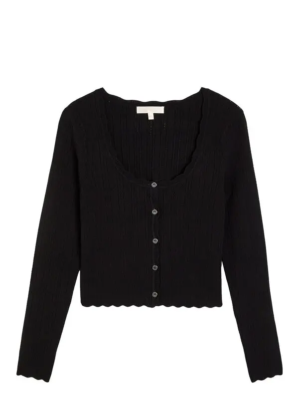 LoveShackFancy Martti Pointelle Knit Cardigan - Black