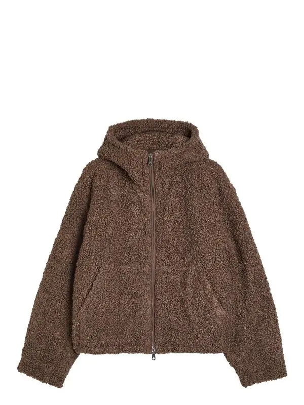 COLE BUXTON Quilted Hooded Bouclé Jacket - Brown
