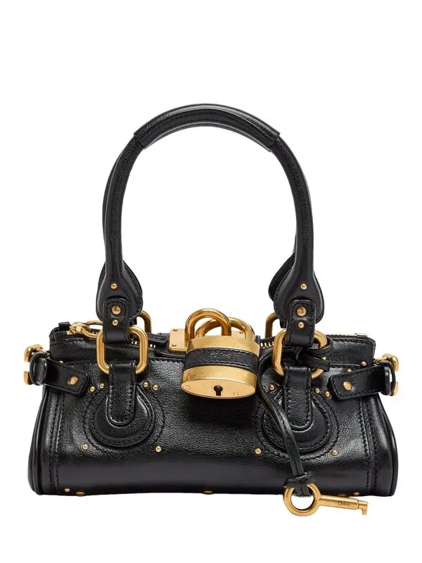 Chloé Paddington Small Grained Leather Shoulder Bag - Black