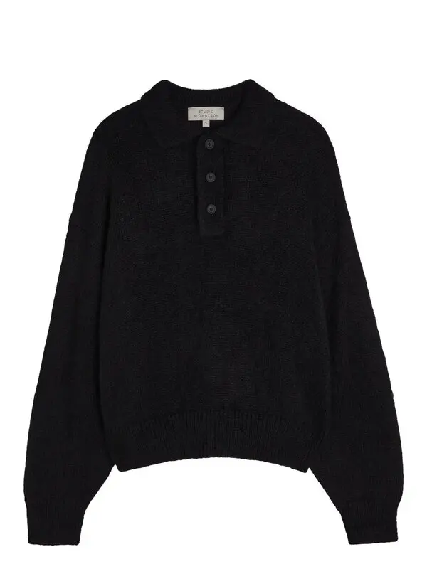 Studio Nicholson Brushed-knit Polo Jumper - Black