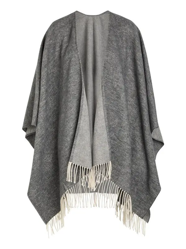 Eileen Fisher Fringed Brushed Poncho - Grey