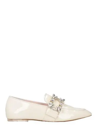 ROGER VIVIER Loafers In Leather With Crystal Buckle - White
