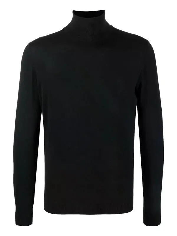 DELL'OGLIO Roll-neck Merino Jumper - Black