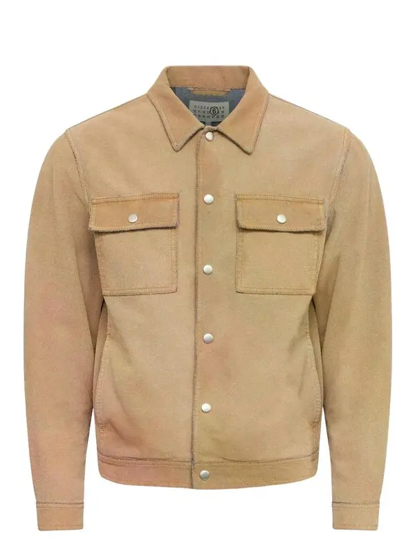 MAISON MARGIELA Suede Effect Denim Jacket - Neutrals