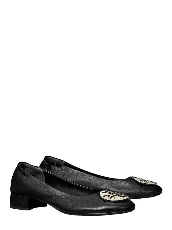 Tory Burch Claire Cap-toe Heel Ballerinas - Perfect Black/gold/silver