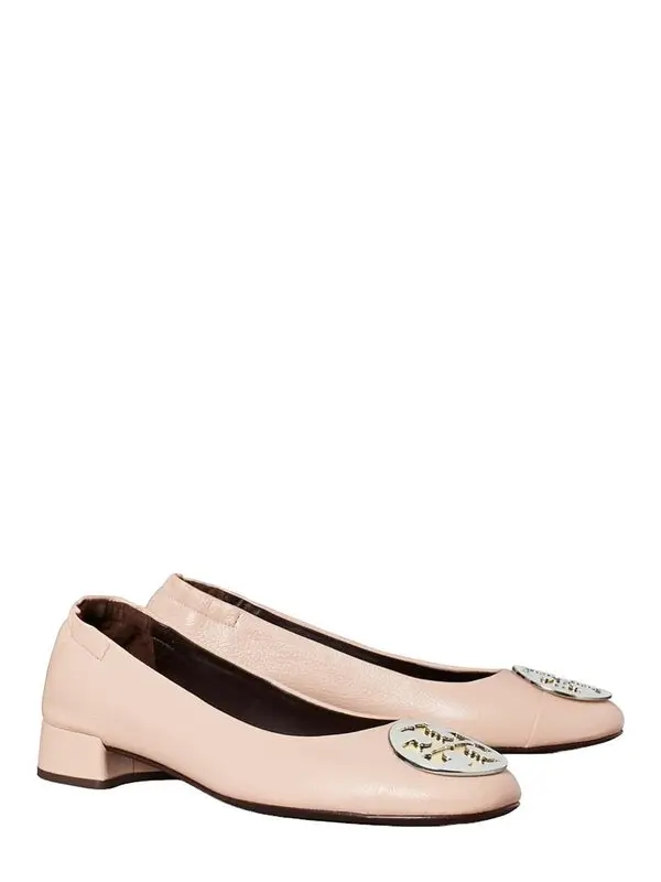 Tory Burch Claire Cap-toe Heel Ballerinas - Shell Pink/gold/silver