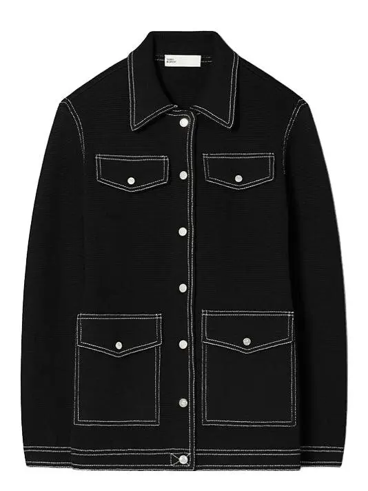 Tory Burch Topstitch Wool Jacket - Black
