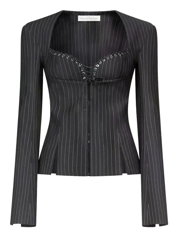 LUDOVIC DE SAINT SERNIN Rebecca Pinstripe Lace-up Jacket - Grey