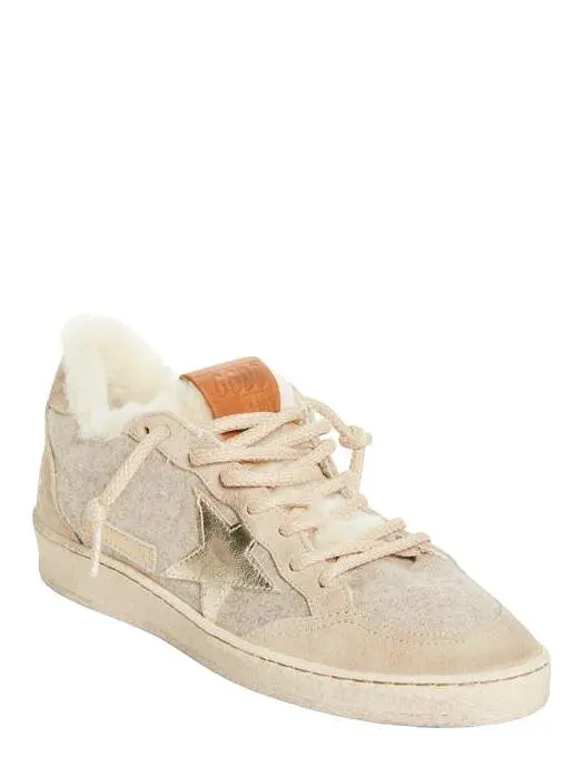 GOLDEN GOOSE Ball Star Wool & Faux Shearling Sneakers - Beige