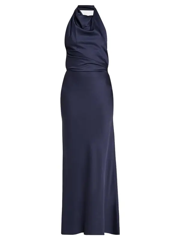 Simkhai Reannon Draped Satin Gown - Midnight