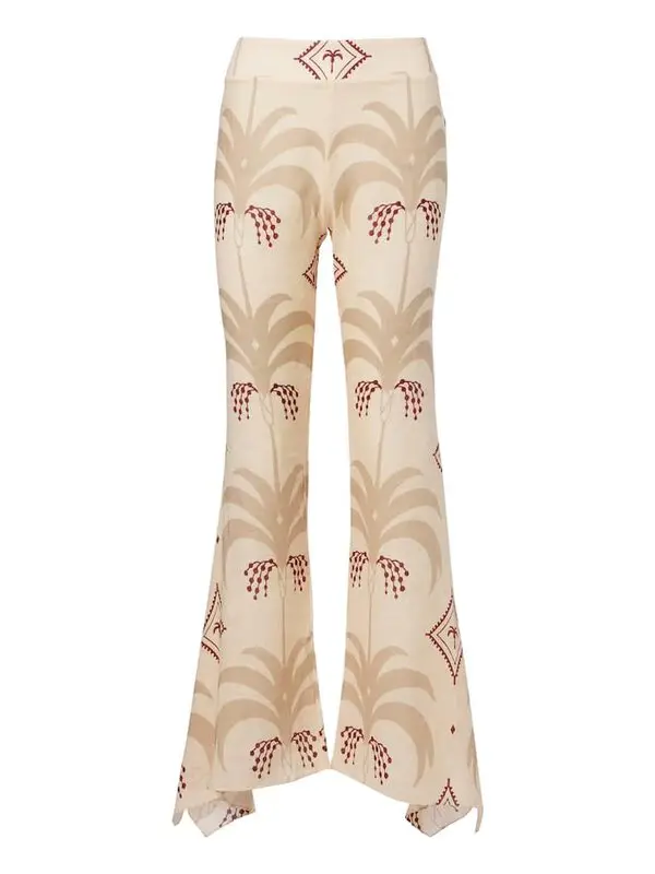Johanna Ortiz Linen Flared Pants - Beige